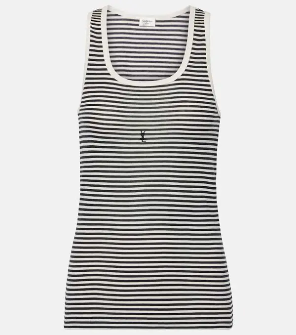 Saint Laurent Cassandre Cotton Jersey Tank Top