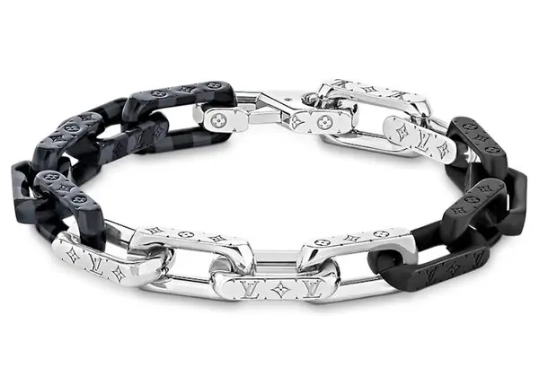 LOUIS VUITTON Damier Chain Bracelet - Silver/black