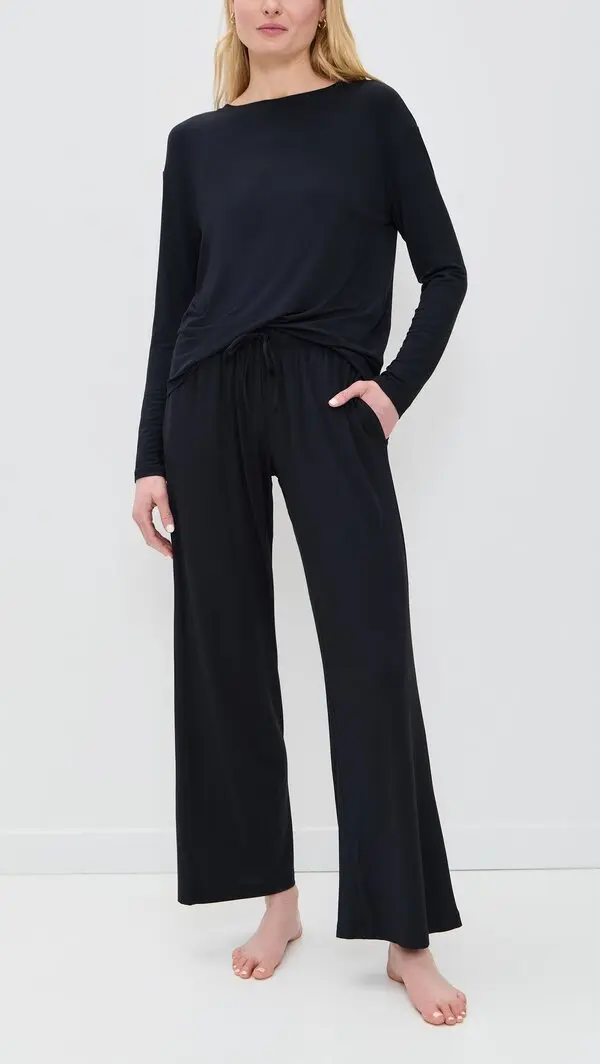 Eberjey Gisele Everyday Straight Leg Pants - Black
