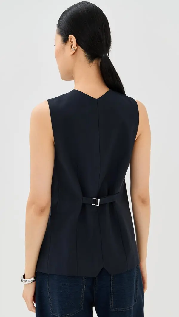 Tibi Tropical Wool Vest In Navy 60% Off Editorialist
