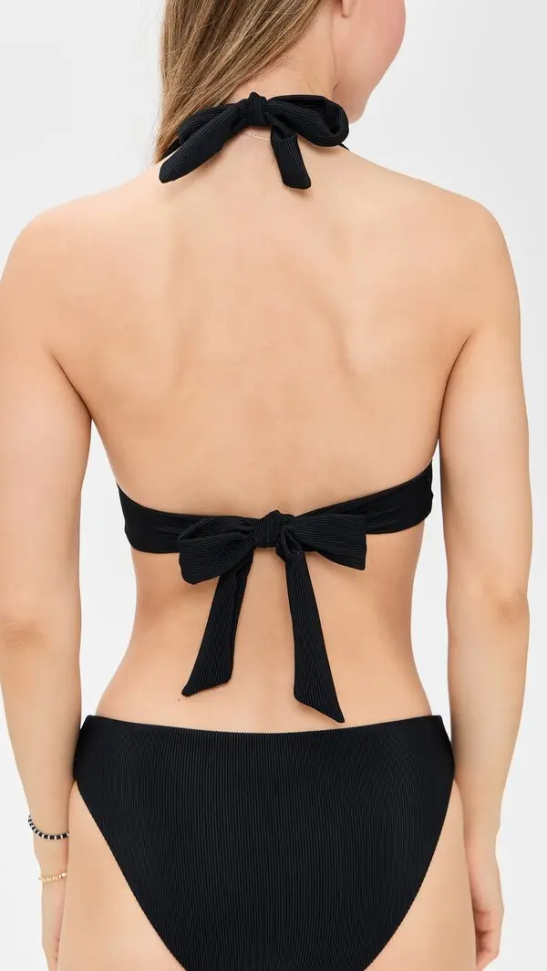Beach Riot Laurel Ribbed Bikini Top - Black