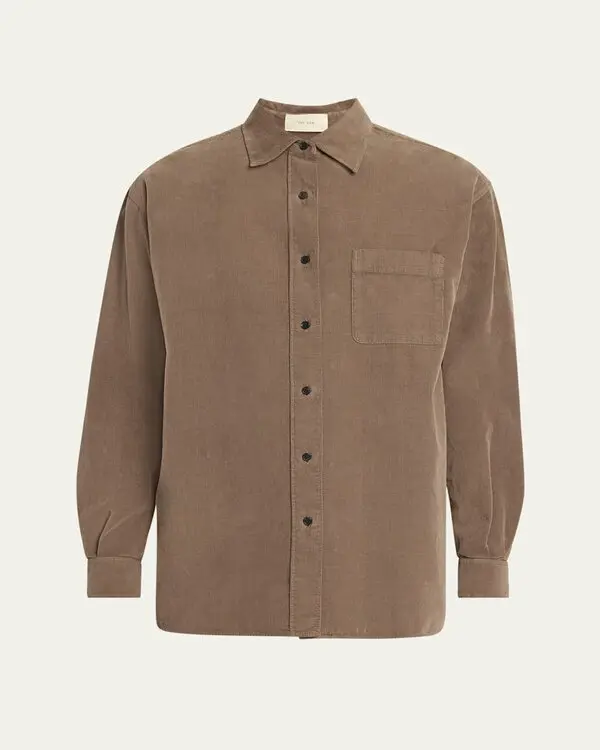 THE ROW Lancaster Corduroy Sport Shirt - Dark Coffee