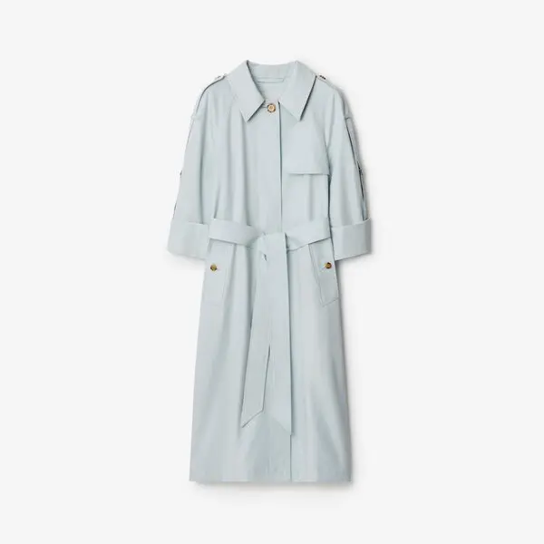 Burberry Long Lightweight Trench Coat - Pale Blue