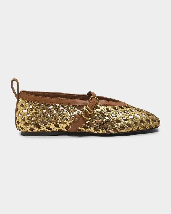 Rag & Bone Spire Raffia Mary Jane Flats - Gldwvn