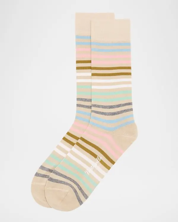 Pantherella Kilburn Striped Socks - Stone