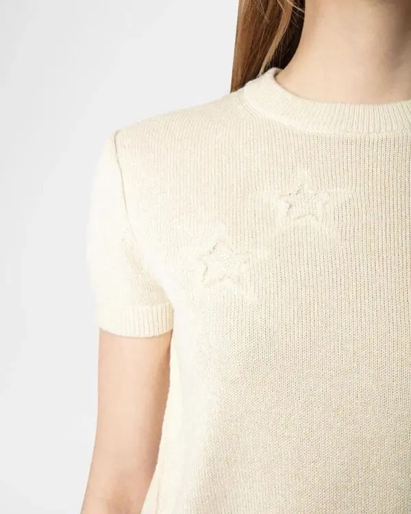 Zadig&Voltaire Bully Seco Stars Short-sleeve Sweater - Ecru