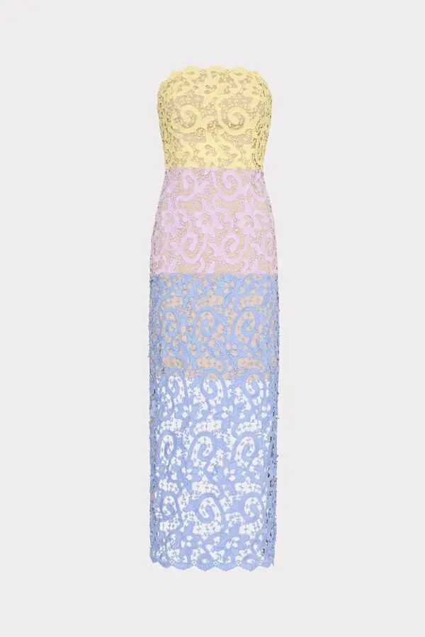 chinese dress ladies Tahlia Embroidered Floral Lace Dress in Fuchsia Pink