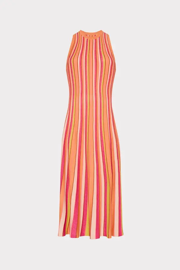 Milly Stripe Knit Midi Dress In Coral - 72% Off | Editorialist