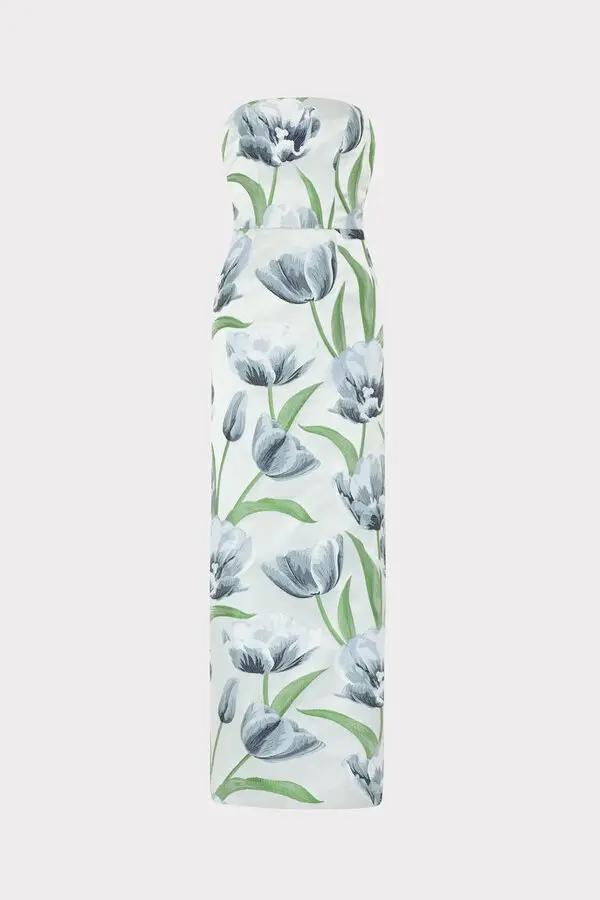 MILLY Orion Tulip Jacquard Maxi Dress - Blue