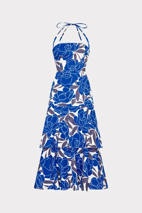 MILLY Camellia Floral Linen Maxi Dress