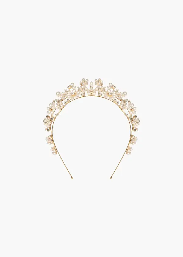 JENNIFER BEHR Laena Tiara - Crystal Antique Gold