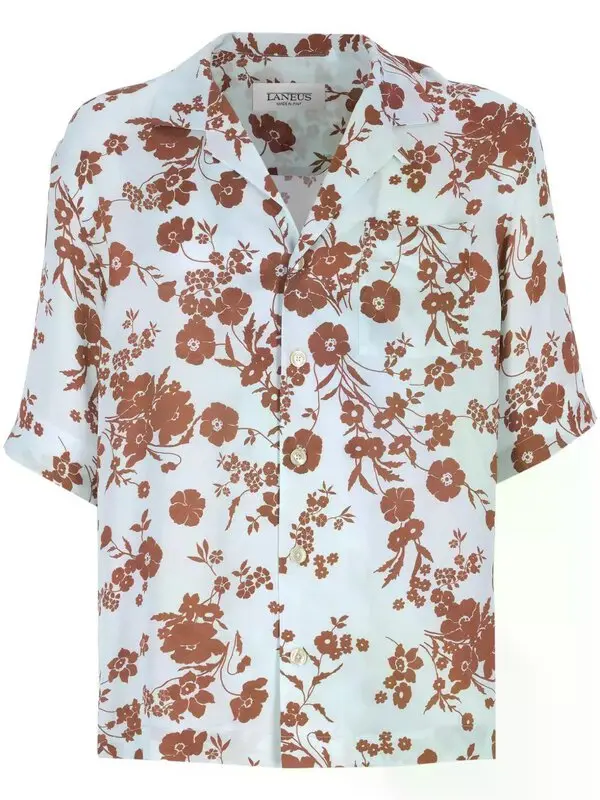 LANEUS Floral-print Shirt - Blue