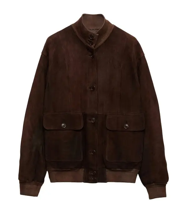 Prada Suede Bomber Jacket - Brown