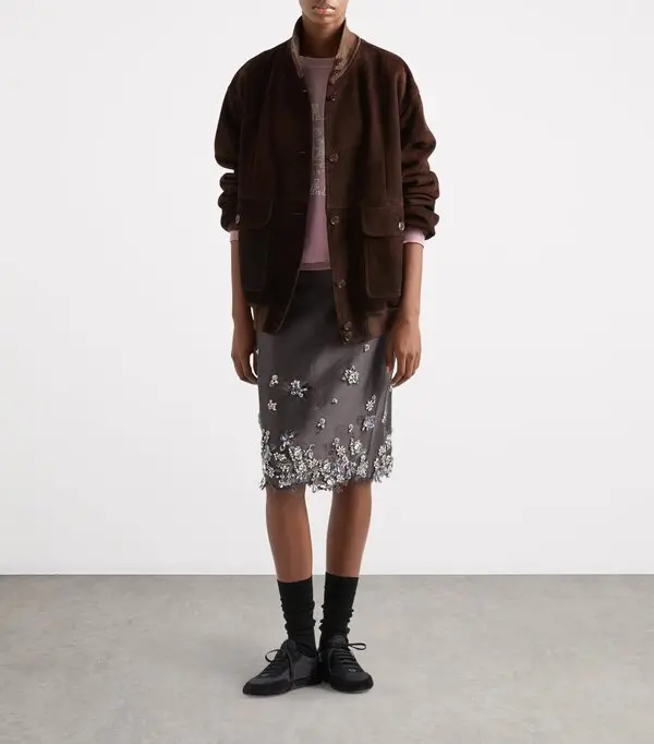 Prada Suede Bomber Jacket - Brown