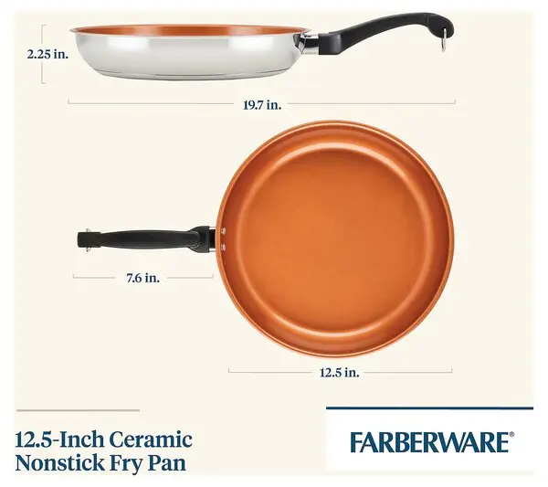 FARBERWARE Classic Stainless Steel Ceramic Fryi Ng Pan