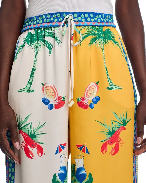 Aqua Printed Wide Leg Pants
