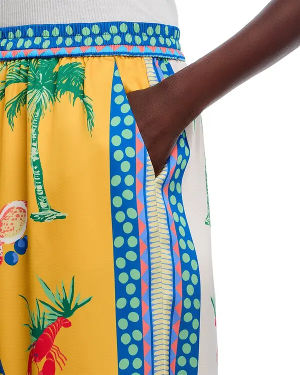 Aqua Printed Wide Leg Pants