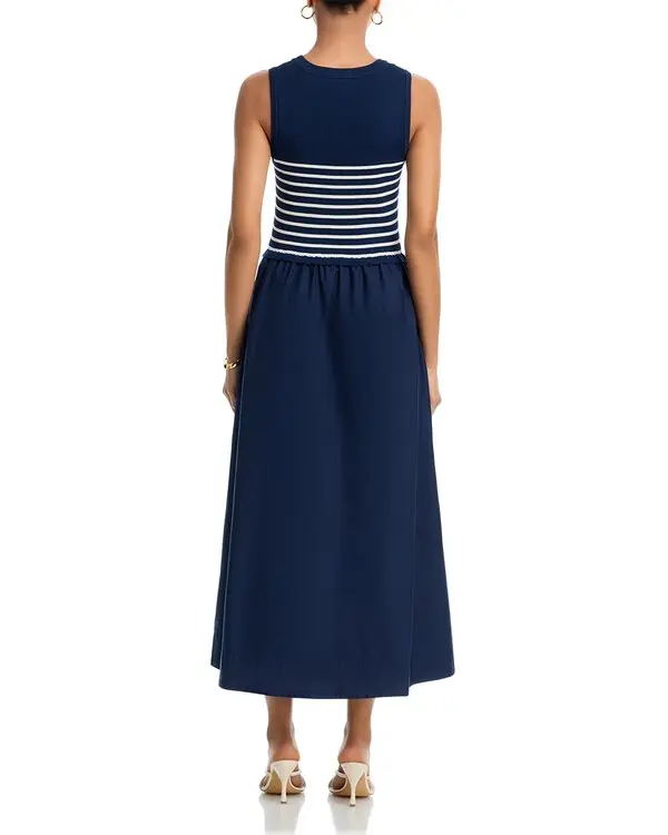 Aqua Mixed Media Maxi Dress - Navy/white