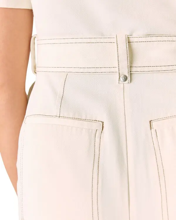 Whistles Denim Pintucked Belted Jumpsuit - Ivory