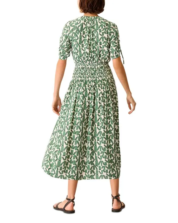 Whistles Smocked Midi Dress - Ivory/multi