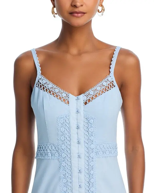 chinese dress ladies Cap Sleeve Lace Midi Dress in French Blue Nude main image 0