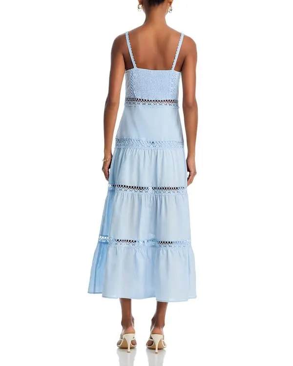 Lace Inset Midi Dress - Sky Blue