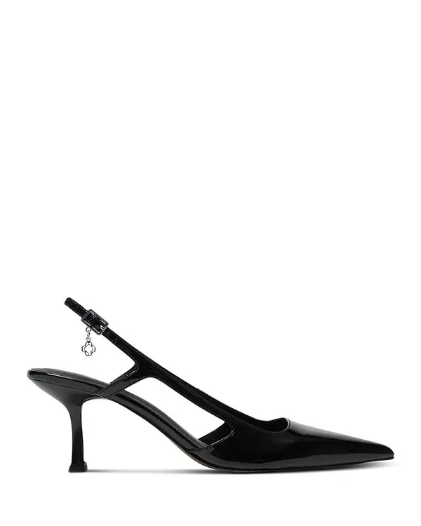 Maje Pointed Toe Patent Leather Slingback Pumps - Black