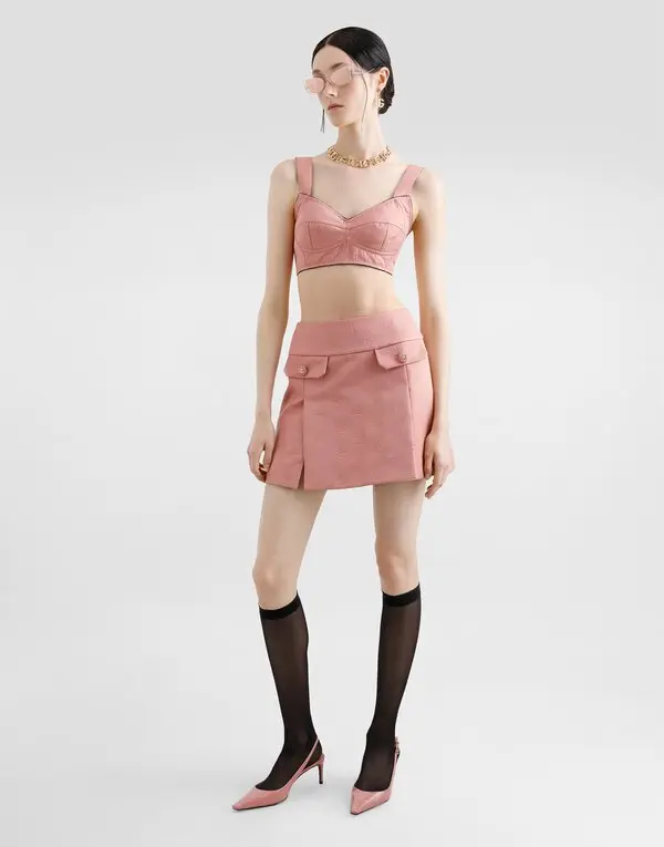 Dolce & Gabbana Quilted Jacquard Bralette Top With Dg Logo