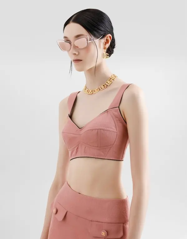 Dolce & Gabbana Quilted Jacquard Bralette Top With Dg Logo