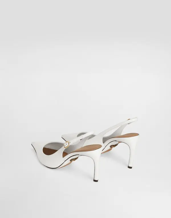 Dolce & Gabbana Polished Goatskin Slingbacks - White