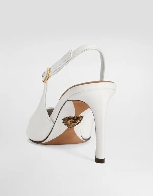 Dolce & Gabbana Polished Goatskin Slingbacks - White