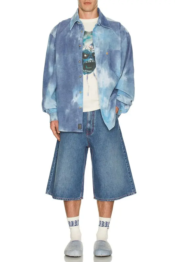ERL Tie-dye Corduroy Overshirt In Baby
