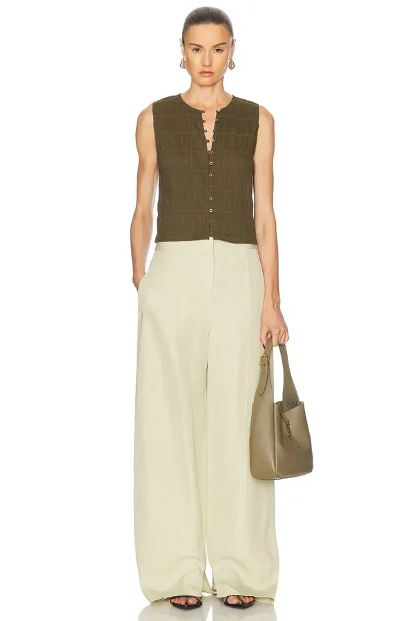 FRAME Smocked Tank - Juniper