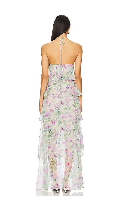 ELLIATT Tiered Floral Halterneck Maxi Dress