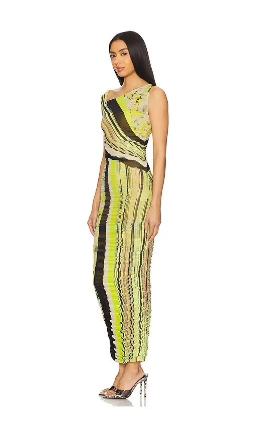 AFRM Biona Ruched Mesh Maxi Dress