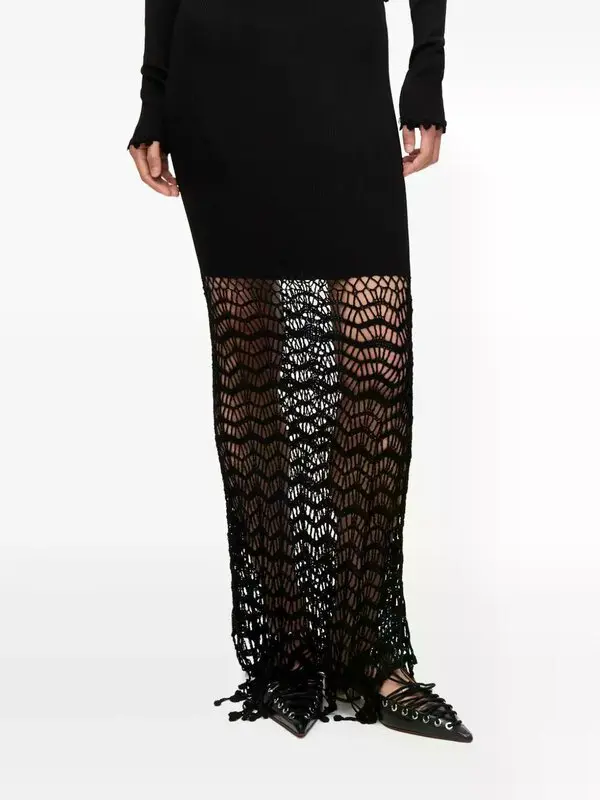 GANNI Macramé Detailing Maxi Skirt