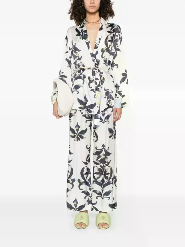 FORTE_FORTE Geometric-print Trousers - White
