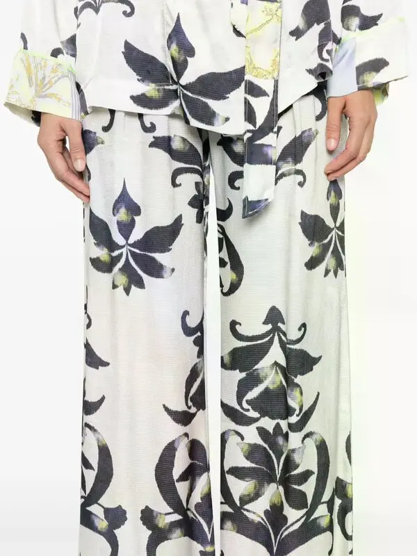 FORTE_FORTE Geometric-print Trousers - White