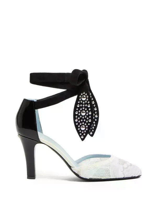 Valentino Garavani Lace Panelling Stud Embellishment Pumps - White