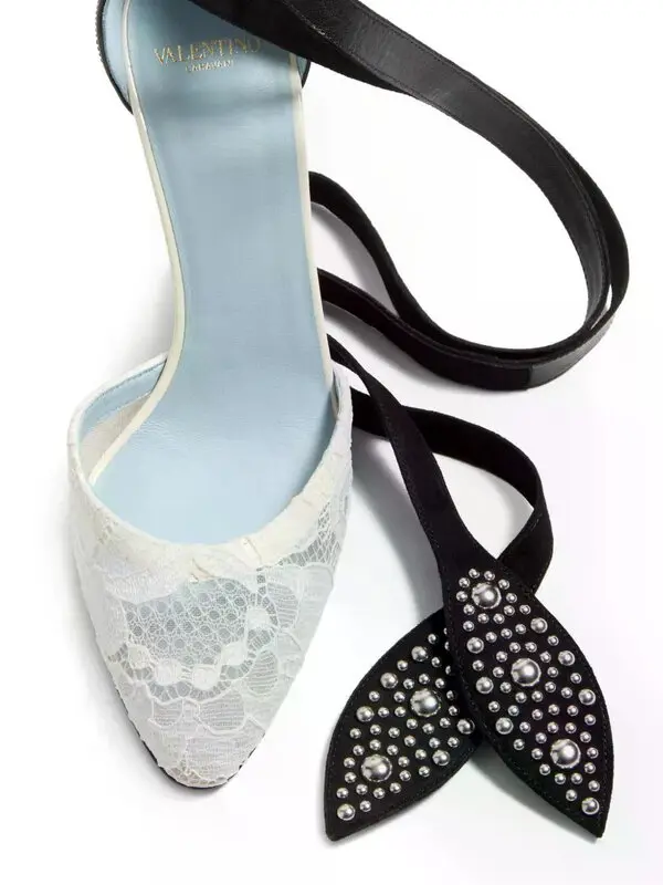 Valentino Garavani Lace Panelling Stud Embellishment Pumps - White