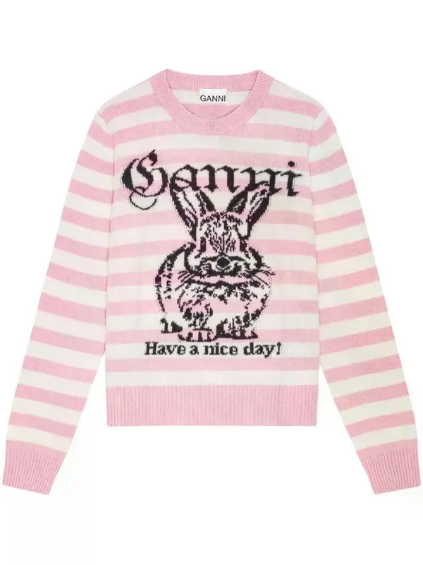 GANNI Intarsia-knit Jumper - Pink