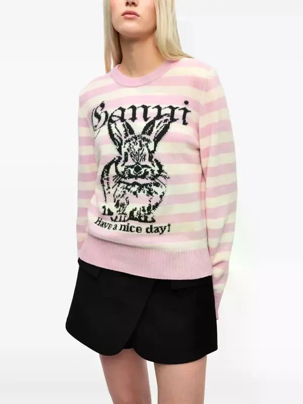 GANNI Intarsia-knit Jumper - Pink