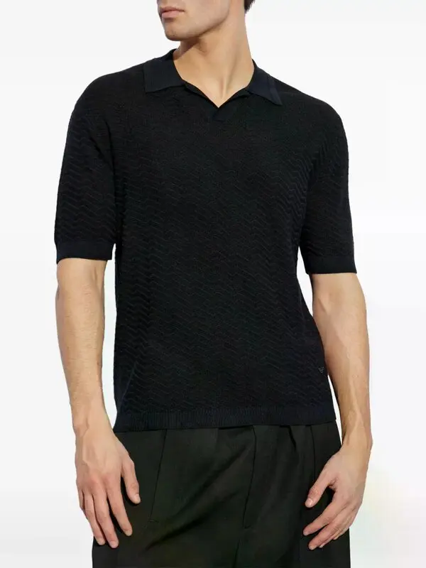 Emporio Armani Knitted Polo Shirt In Blue - 80% Off | Editorialist