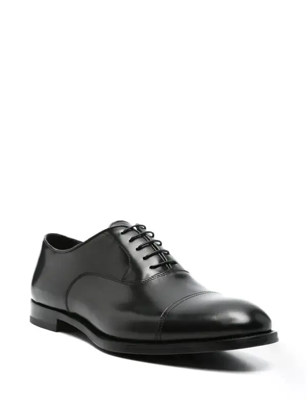 DOUCAL'S Smooth Leather Oxford Shoes - Black