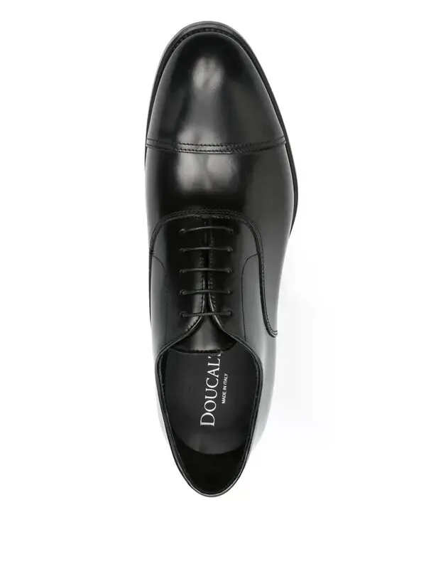 DOUCAL'S Smooth Leather Oxford Shoes - Black