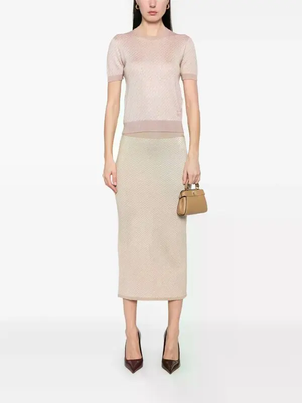 Fendi Ff Midi Skirt - Neutrals