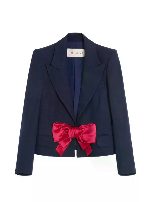 Valentino Garavani Bow-detail Single-breasted Blazer - Blue