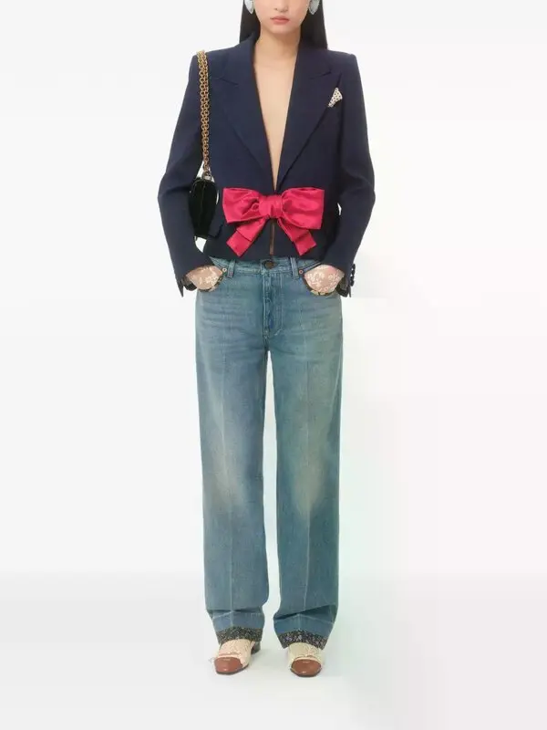 Valentino Garavani Bow-detail Single-breasted Blazer - Blue