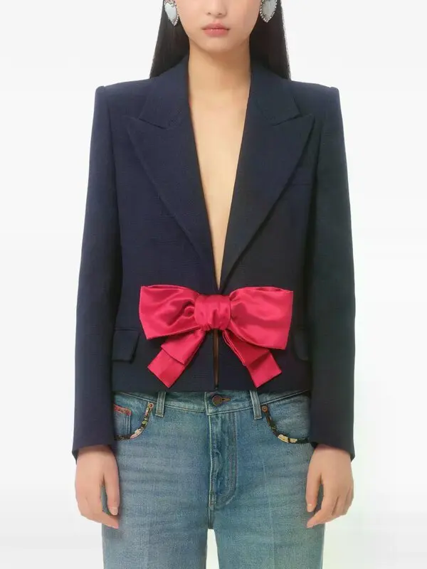 Valentino Garavani Bow-detail Single-breasted Blazer - Blue