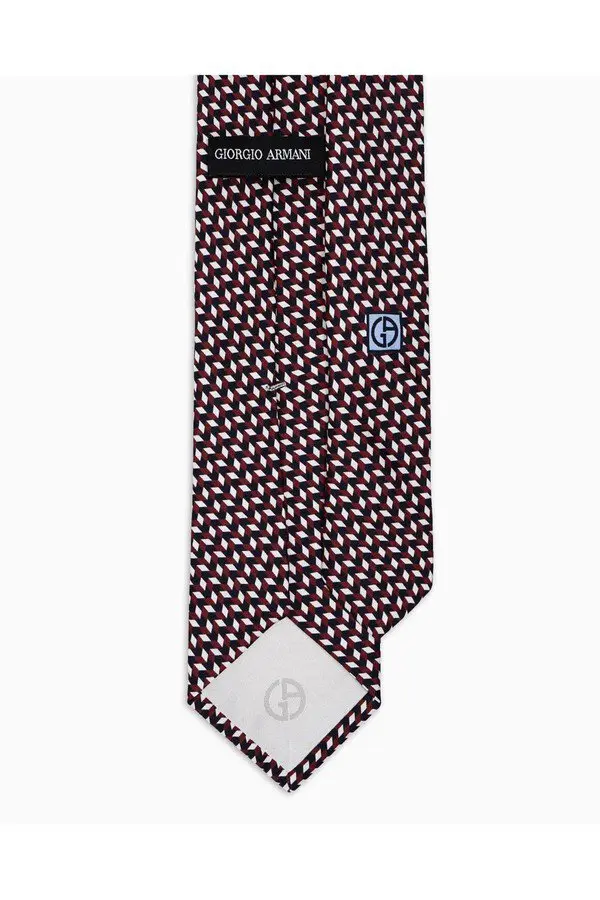 Giorgio Armani Printed Silk Neck Tie - Burgundy